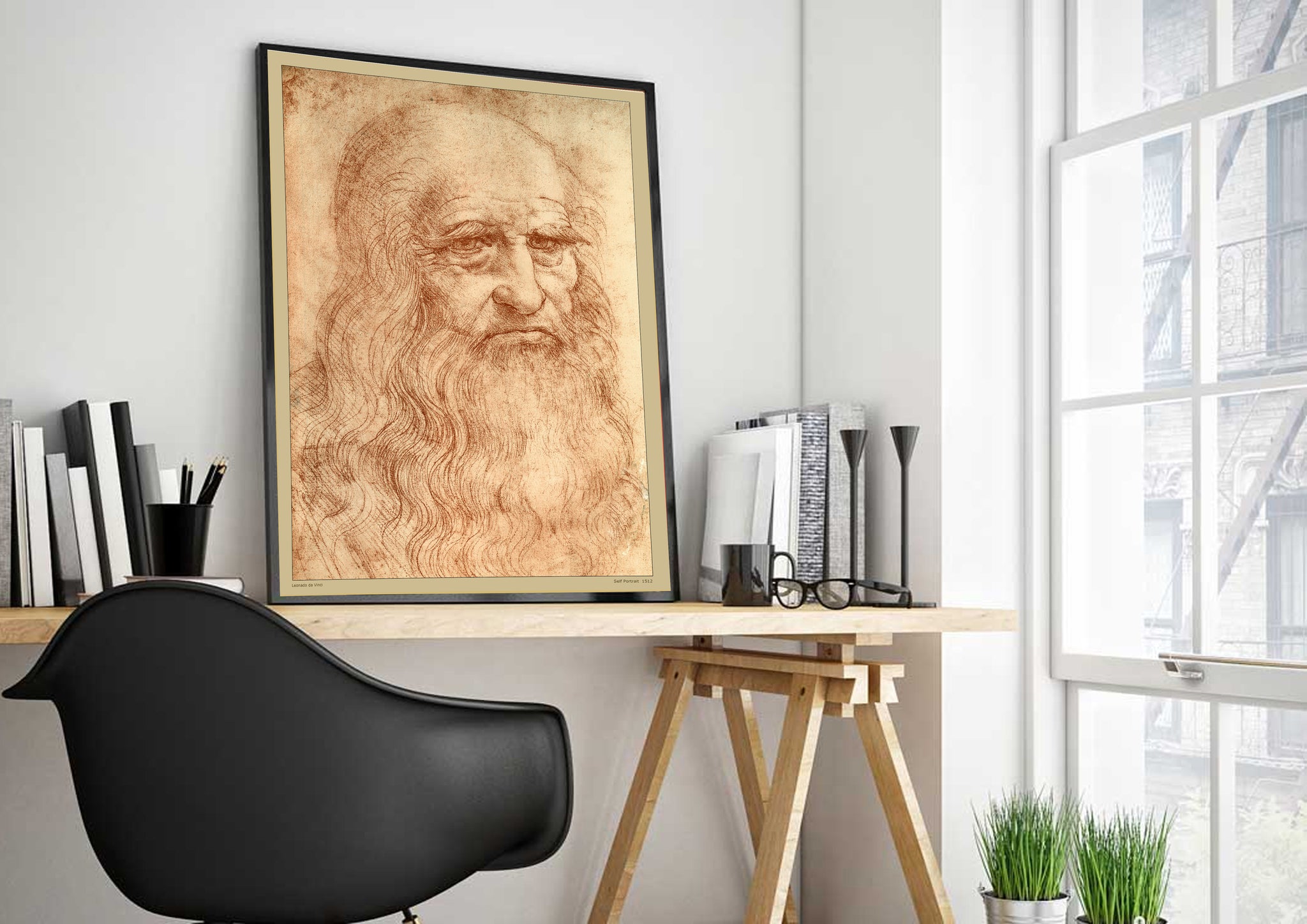 Da Vinci, Portrait of a Man in Red Chalk A2 Poster – snowgooseandlily